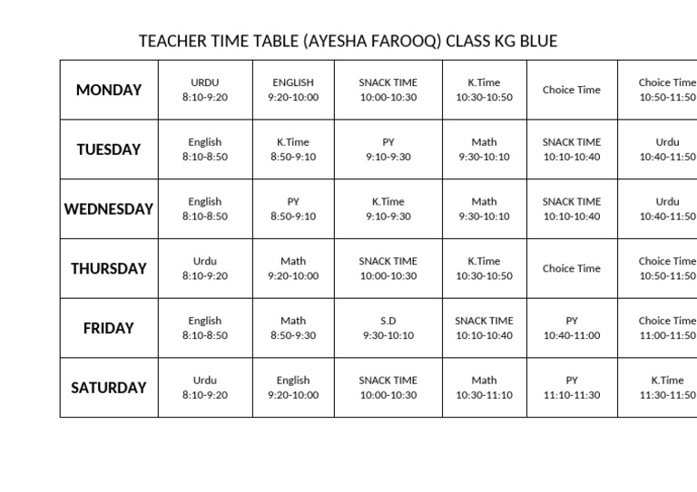 TIMETABLE | PDF