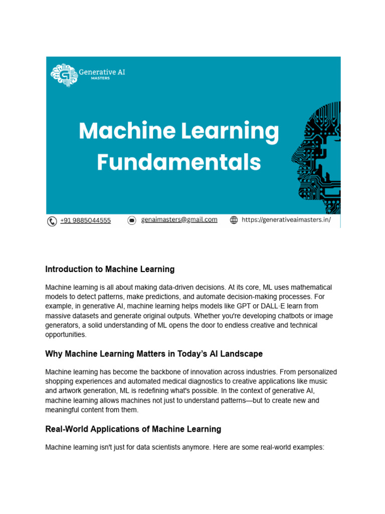 Introduction to Machine Learning Basics | PDF | Artificial Intelligence ...