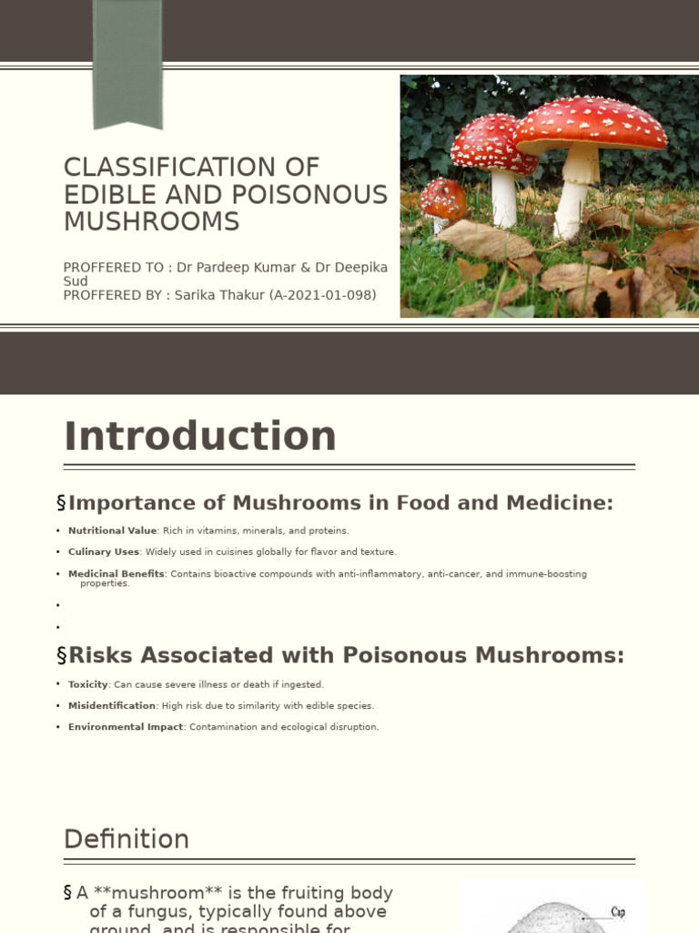 Classification of Edible and Poisonous Mushrooms | PDF | Mushroom ...