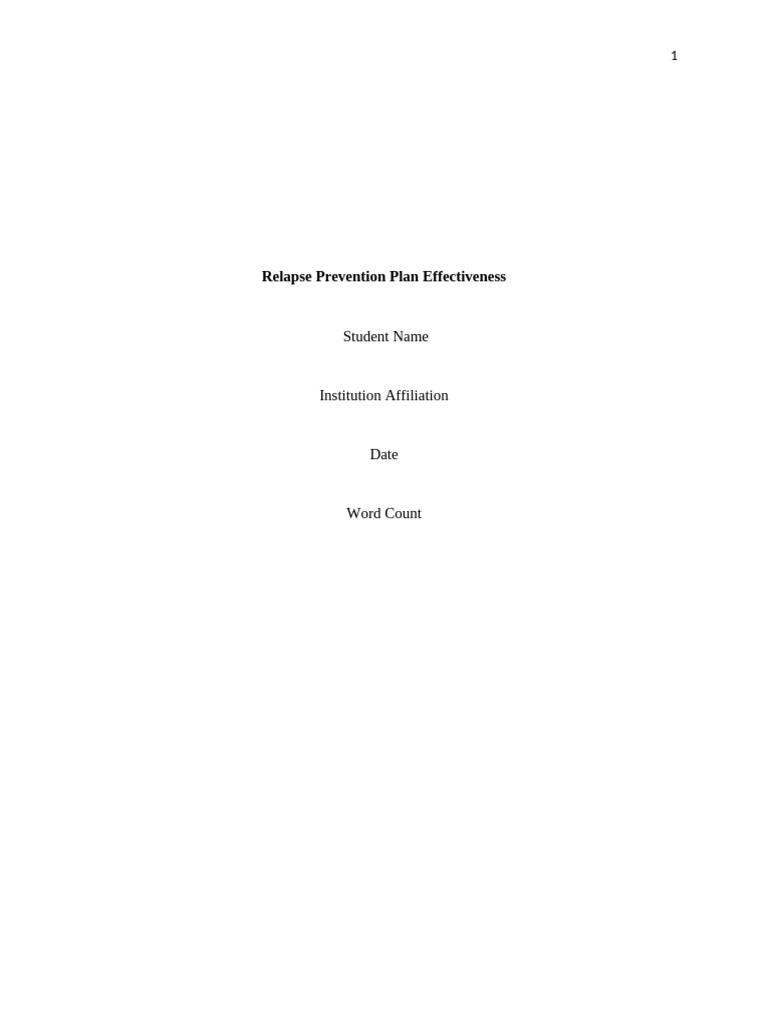 Relapse Prevention Plan (1147450) Order | PDF | Substance Abuse | Relapse