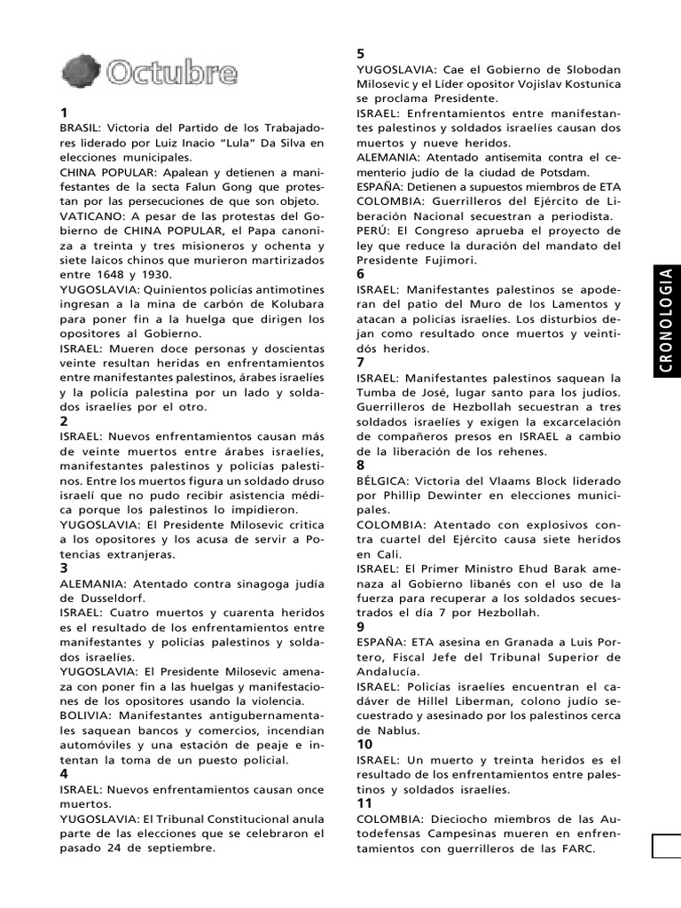 Ri 20 Cronologia | PDF | Israel | Política mundial