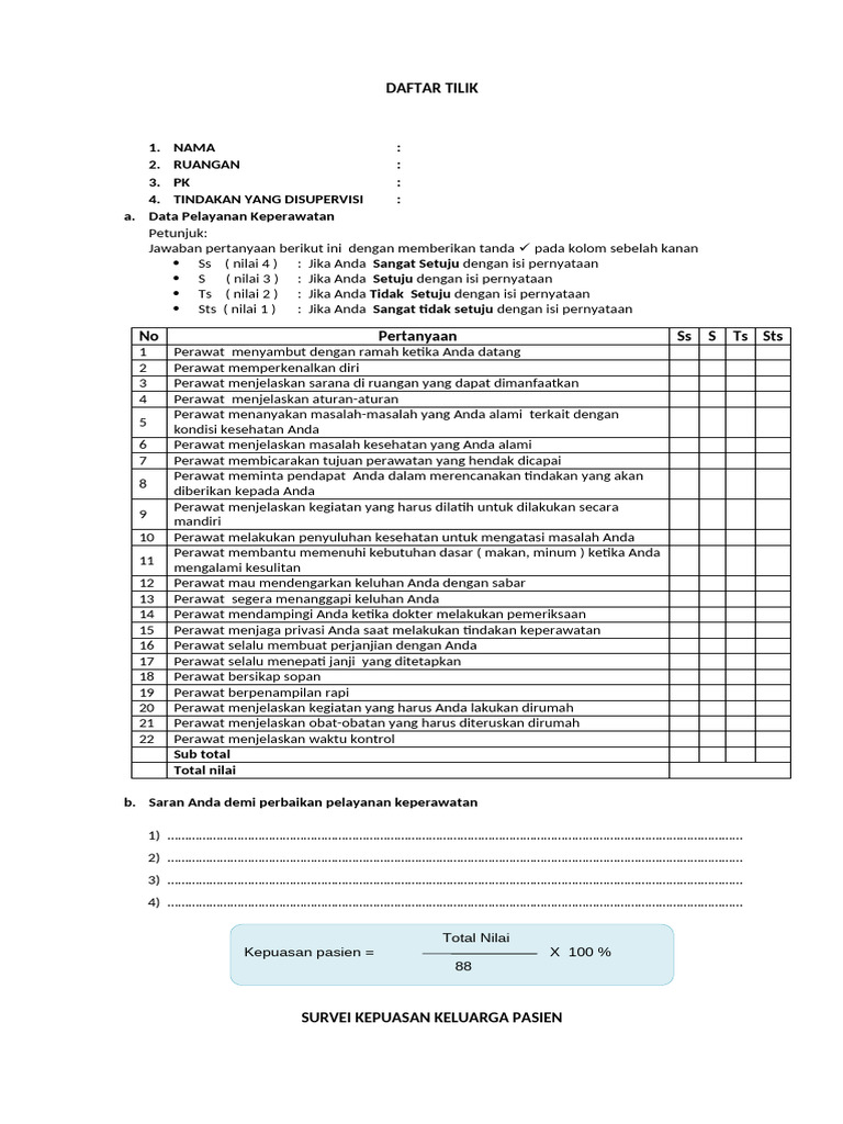 FORM Daftar Tilik SUPERVISI | PDF