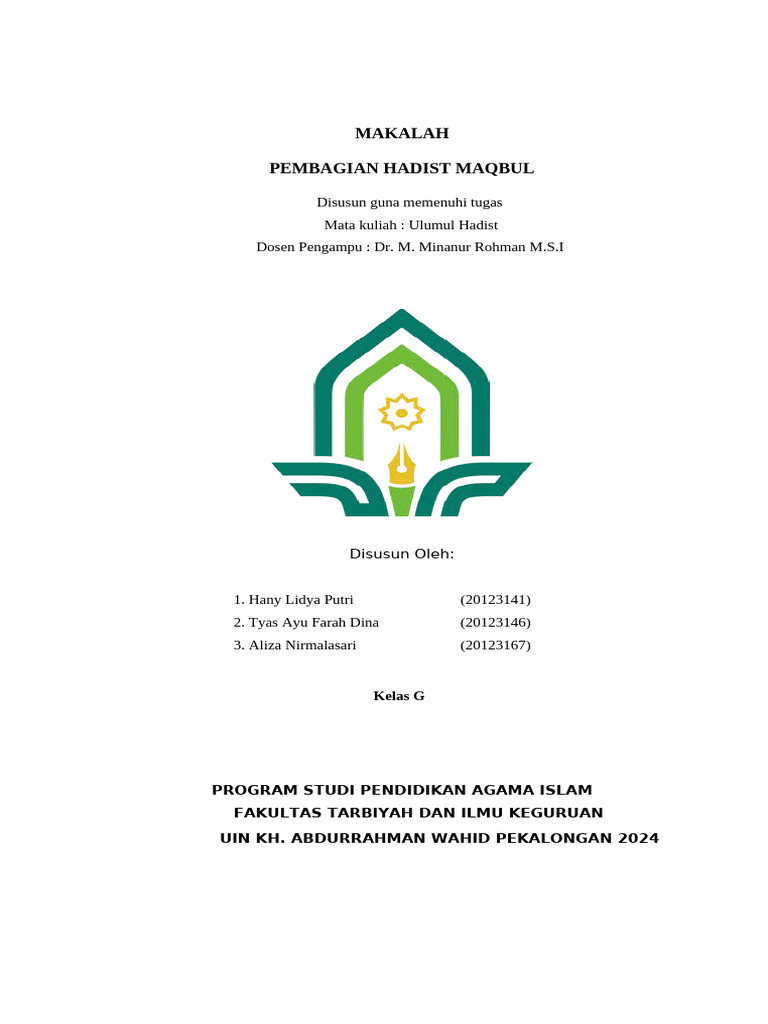 Pembagian Hadist Maqbul dalam Islam | PDF