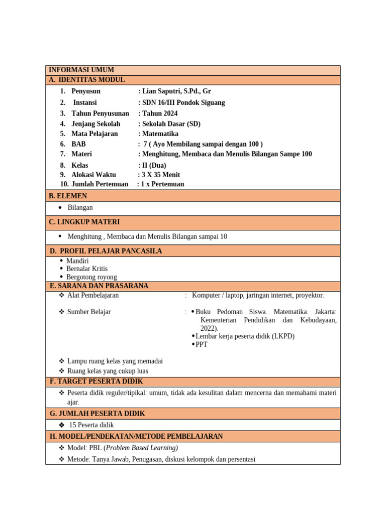 Modul MTK Kelas 2 Bab 7 | PDF
