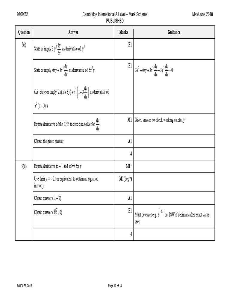 9709 - s18 - ms - 32 第 10 页 | PDF | Mathematical Physics | Mathematical Objects