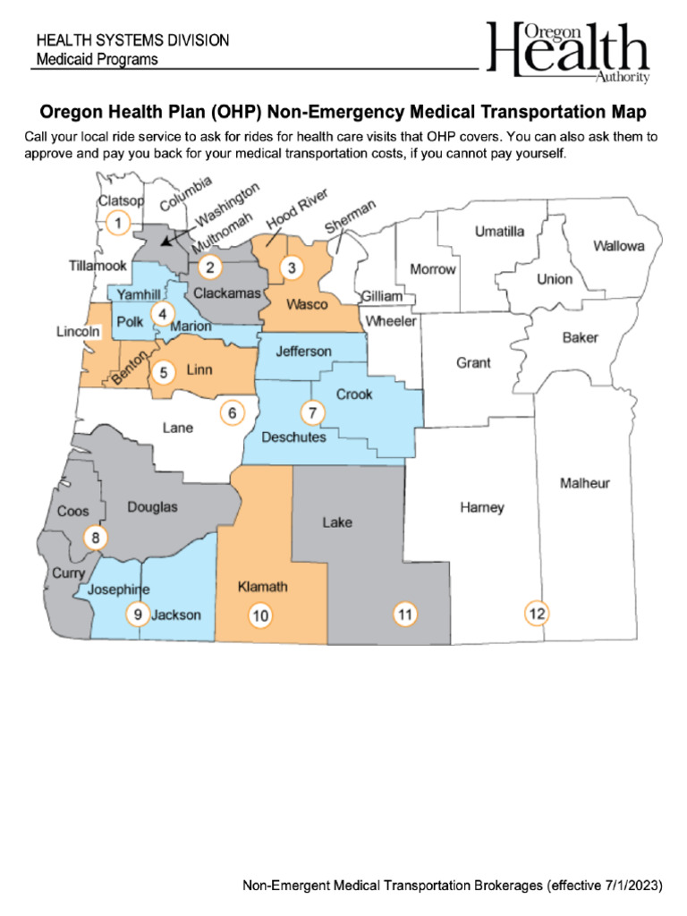 OHP RIDE REIMBURSEMENT - Oregon Medicaid Non-Emergent Medical ...