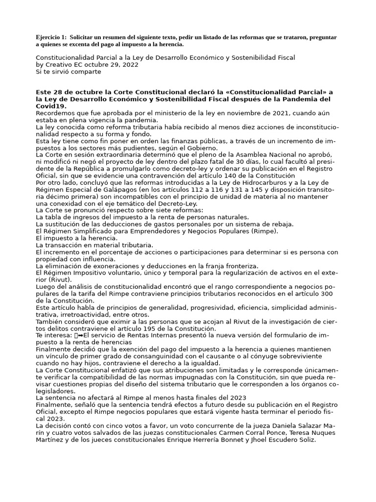 Ejercicios | PDF | Impuestos | Impuesto sobre la renta