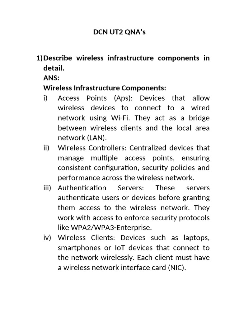 DCN UT2 QNA | PDF | Wireless Lan | Computer Network