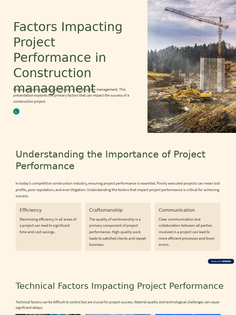 Factors Impacting Project Performance in Construction Management | PDF ...