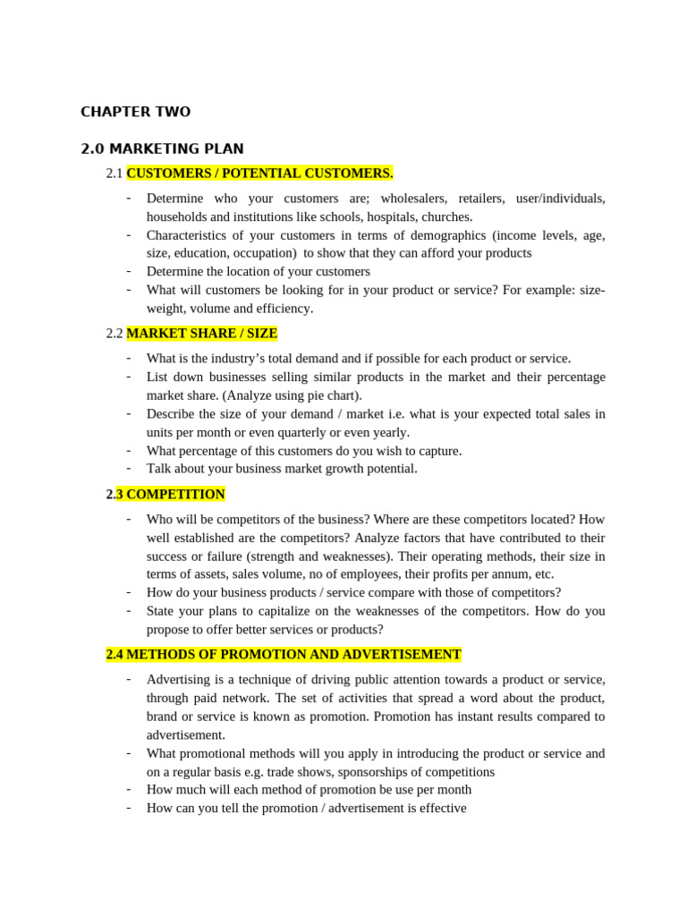 CHAPTER TWO Business Plan | PDF | Goal | Procurement