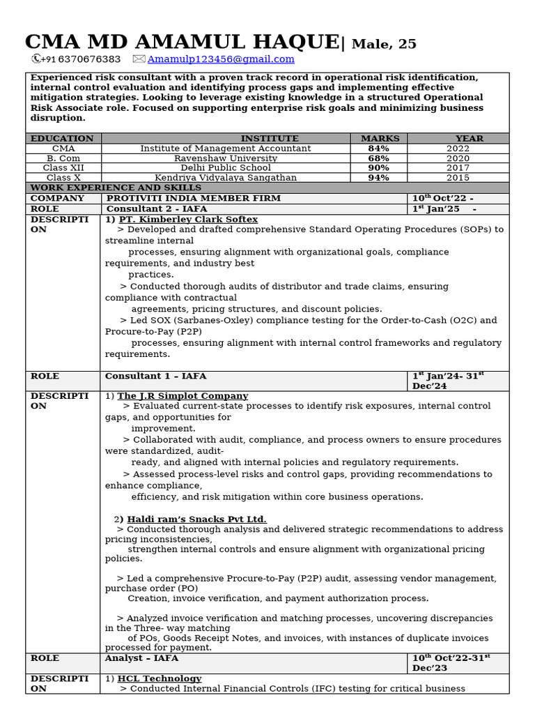 01 MD Amamul Haque - Ameriprise | PDF | Internal Control | Regulatory Compliance