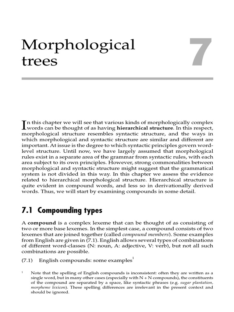 Morphological Trees: 7.1 Compounding Types | PDF | Morphology (Linguistics) | Syntax