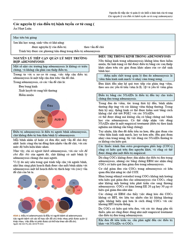 Dieu Tri Adenomyosis Benh Tuyen Co Tu Cung Revised Aug 2018 | PDF