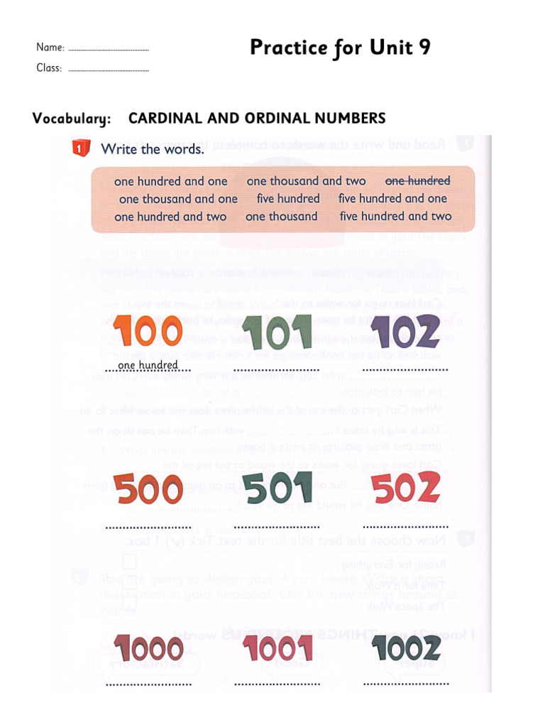 Homework - U10 - Numbers, Simple Past | PDF