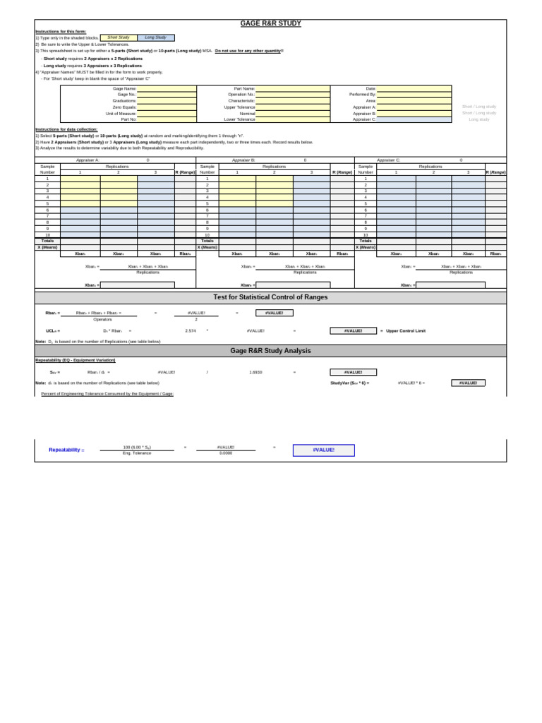 E6 MSA-GRR Blank Updated Proposal | PDF | Sampling (Statistics) | Scientific Method