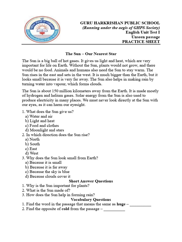 Unseen Passage Practice | PDF