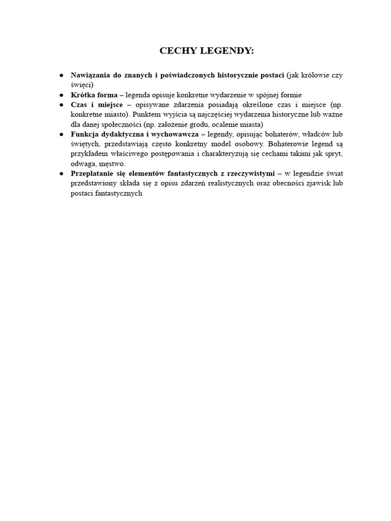 Cechy Legendy | PDF
