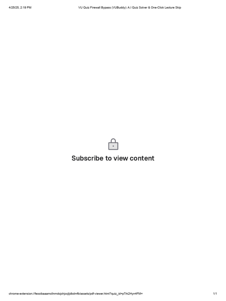 VU Quiz Firewall Bypass (VUBuddy) - A.I Quiz Solver & One-Click Lecture Skip | PDF