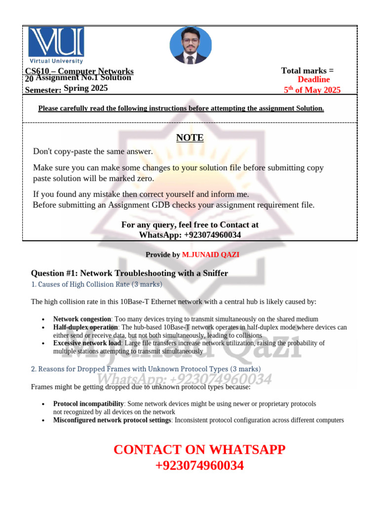CS610-Assignment 1 100 Coorect Solution Spring 2025 by M.junaid Qazi | PDF | Ethernet | Computer ...