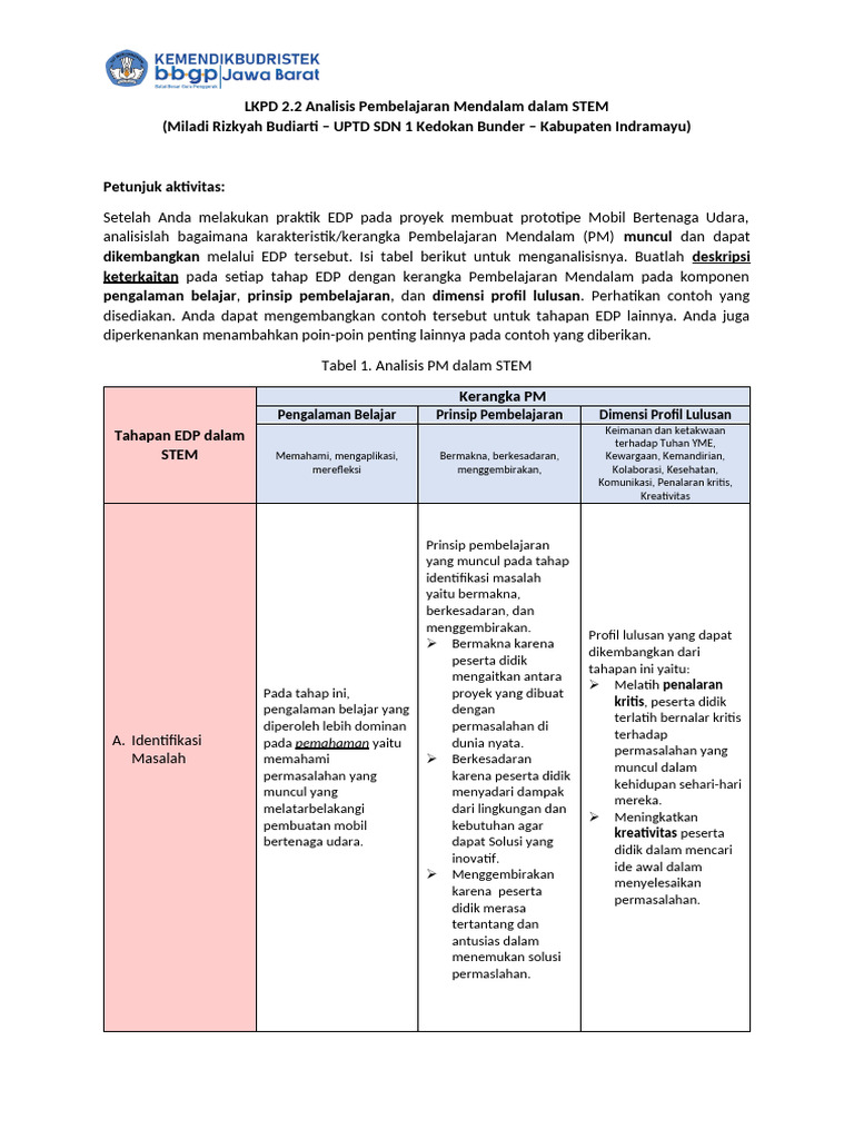 LK 2.2 Analisis PM Dalam STEM | PDF
