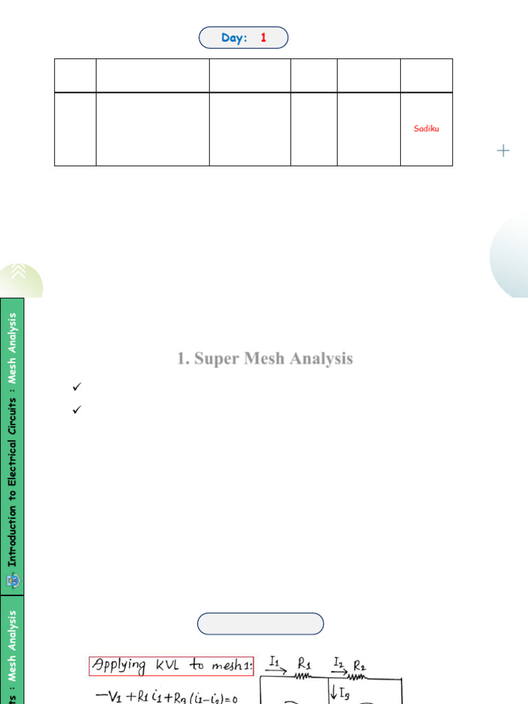 Lecture - 01. Supermesh Analysis | PDF | Mathematics | Learning