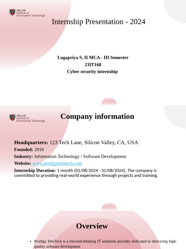 Cyber Security Internship Overview 2024 | PDF | Computer Security ...