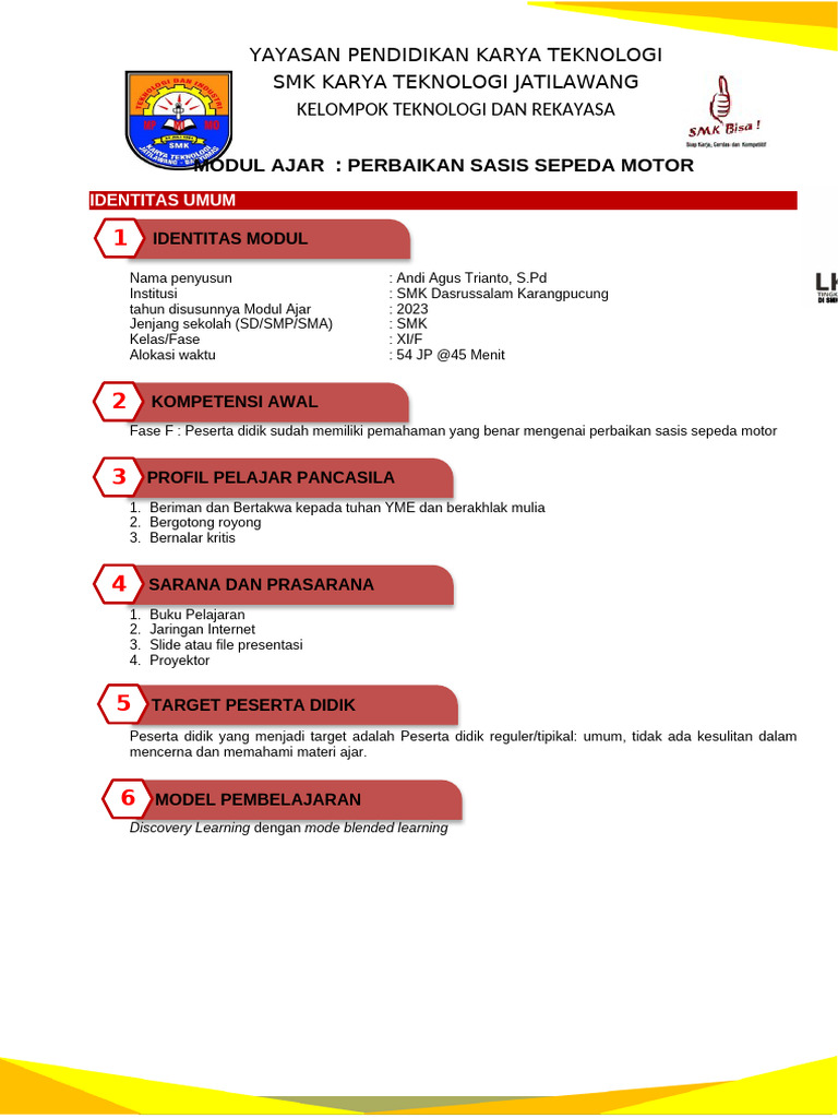 Modul Ajar TSM Chasis Fase F PEMINATAN TSM | PDF
