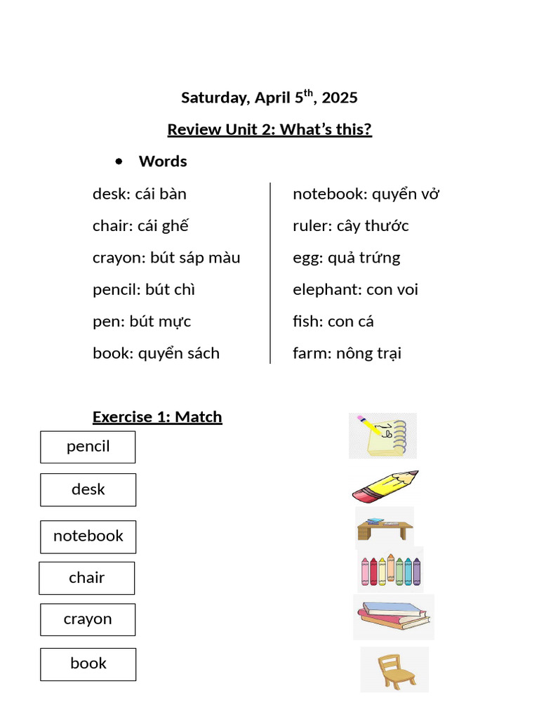 Review Unit 2 (G1) | PDF
