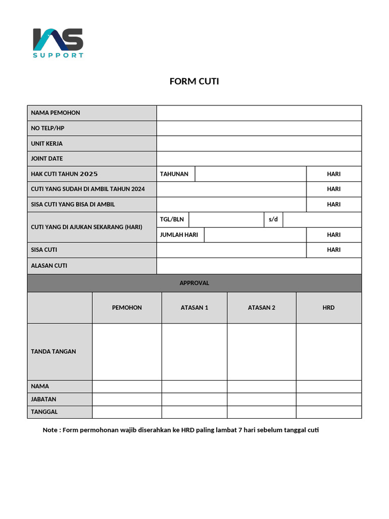 Form Cuti IASS | PDF