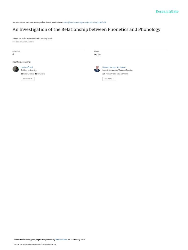 An Investigation Of The Relationship Between Phonetics And Phonology