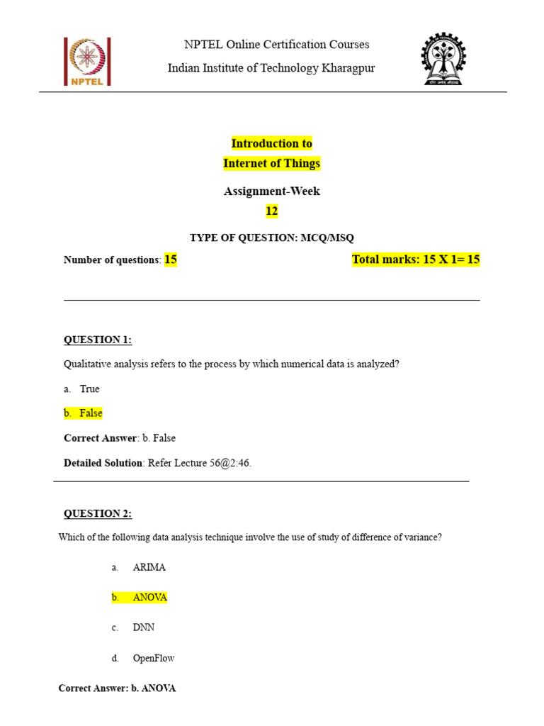 Assignment W12 | PDF | Analysis Of Variance | Variance