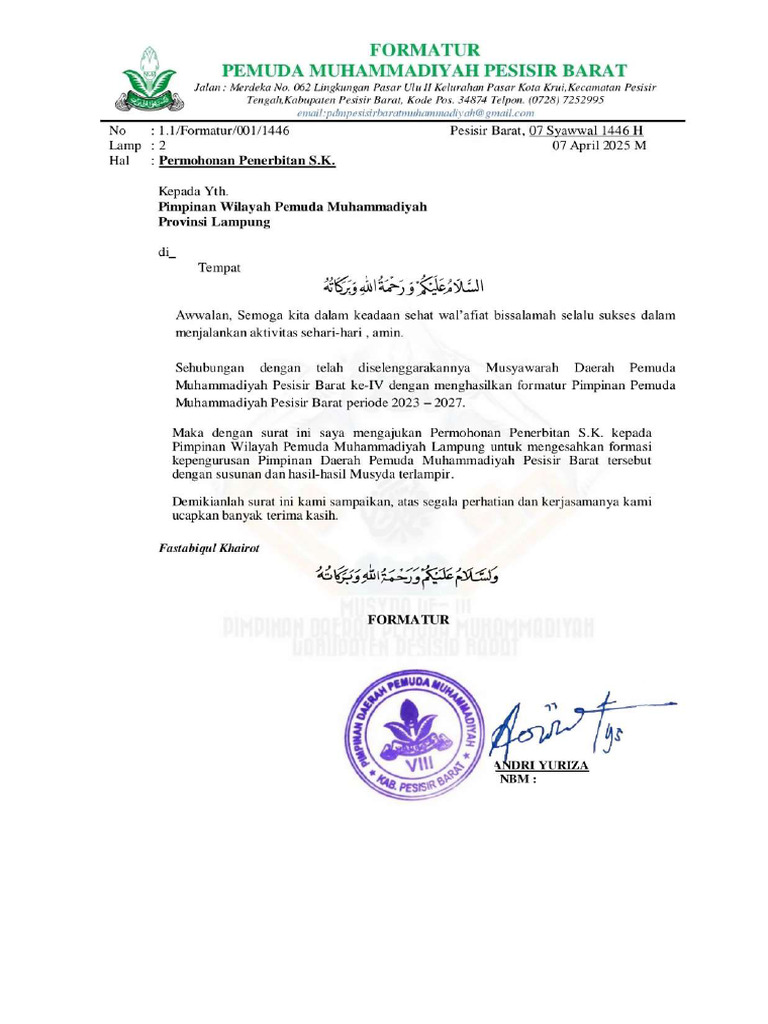 Permohonan Penerbitan S. K PDPM Pesbar | PDF