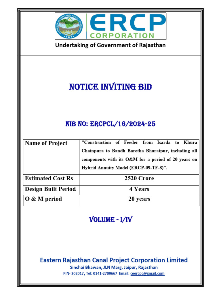 Isarda to Khura Feeder Construction Bid | PDF