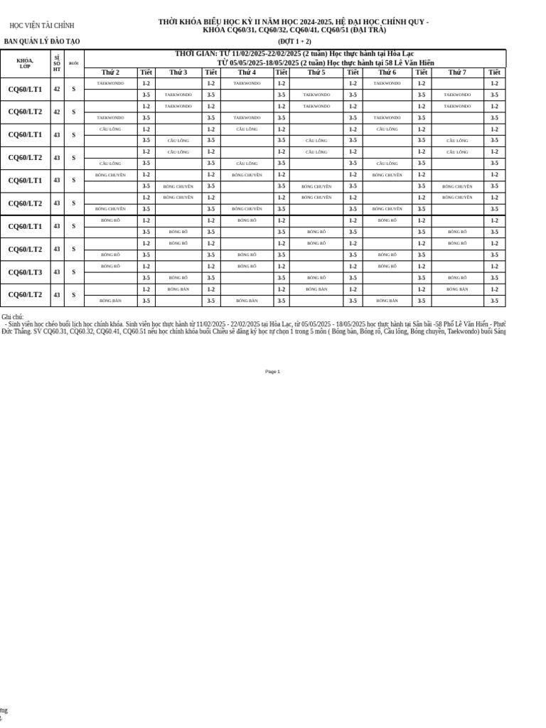 Tkb Hk1 (24-25) Gdtc Khối 2 Đại Trà Sáng | PDF