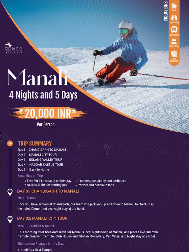Manali 5days 4 Nights | PDF | Meal