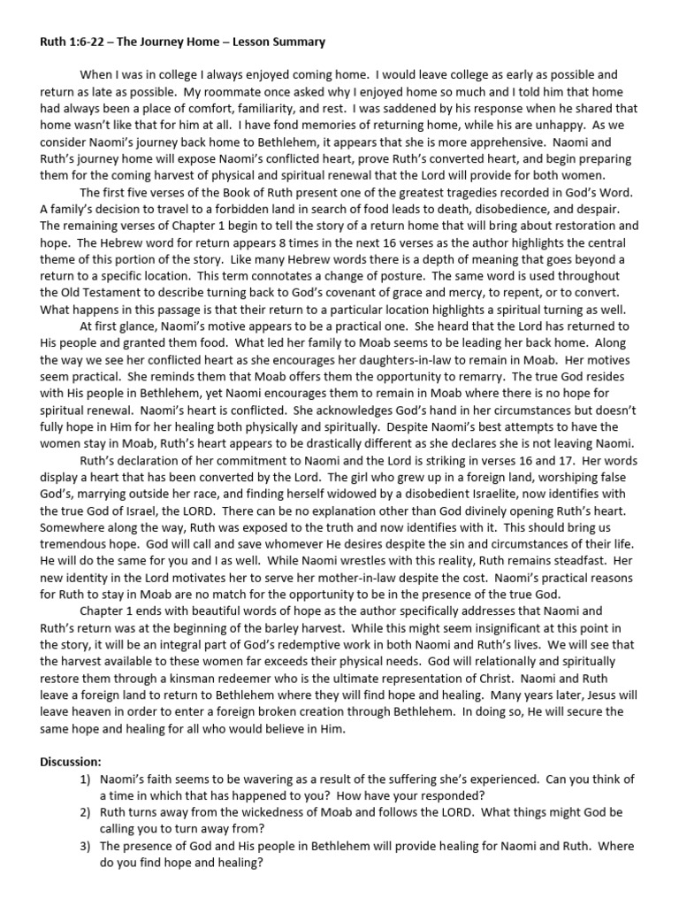 Ruth Lesson2 | PDF | Ruth (Biblical Figure) | Naomi (Biblical Figure)