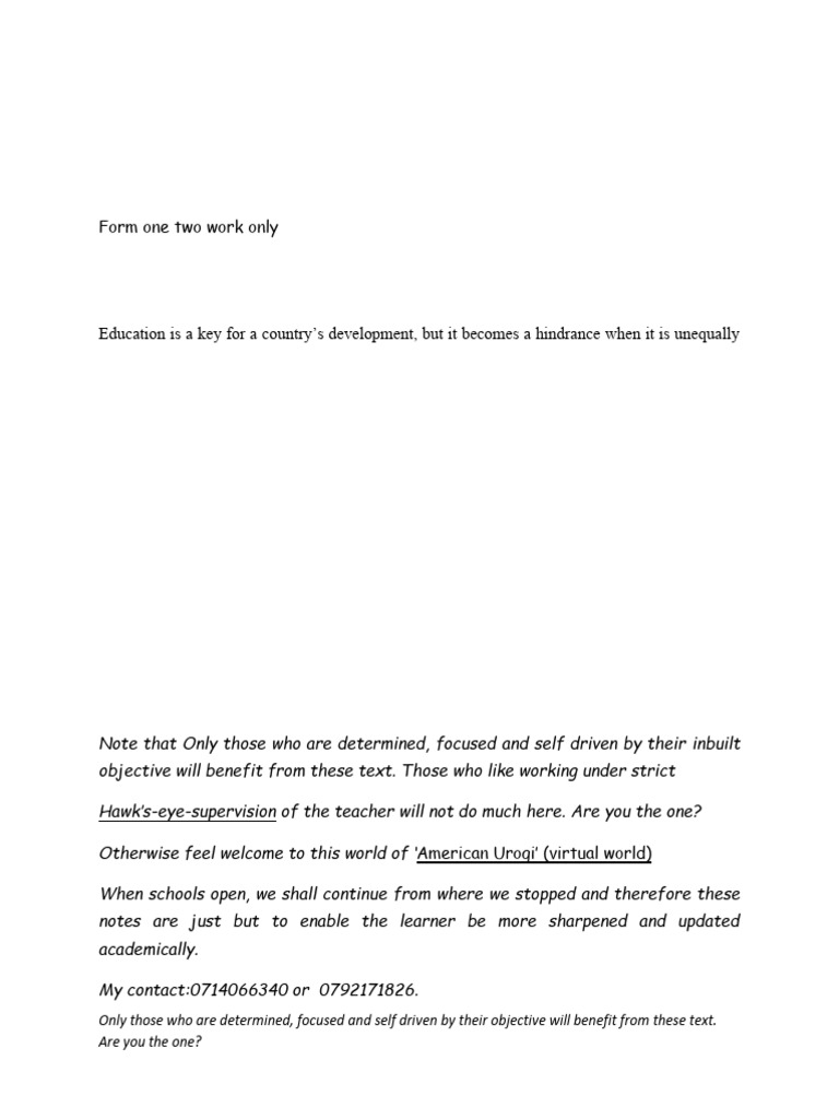 COMPUTER STUDIES FORM ONE AND TWO WHOLE SYLLABUS NOTES WITH SAMPLE ...