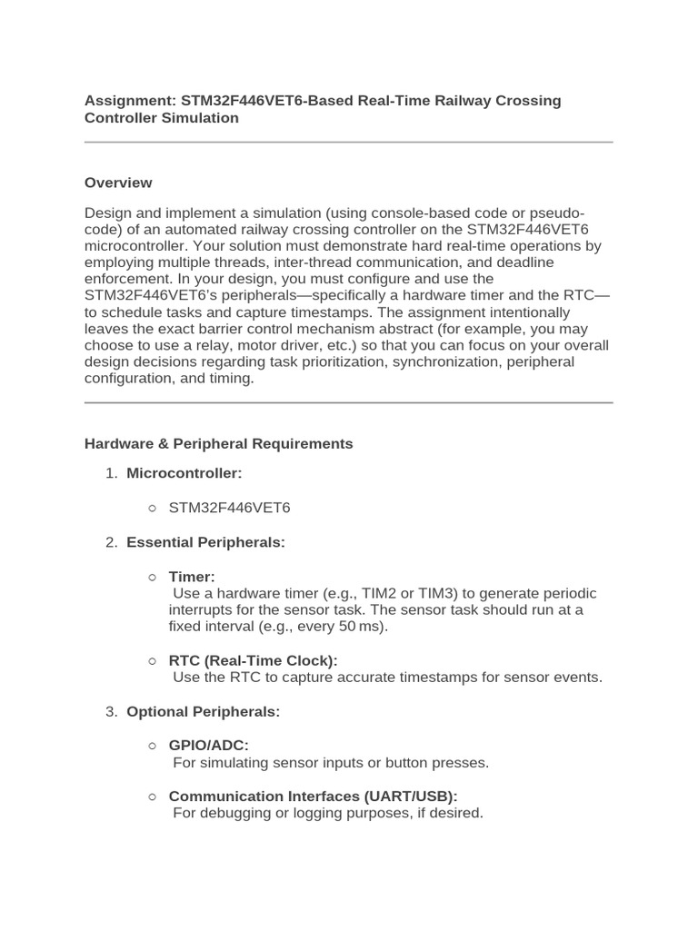 Assignment - Embedded Engineer - HiPER | PDF | Microcontroller | Real Time Computing