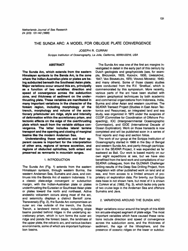 Curray, J. R. (1989) - The Sunda Arc - A Model For Oblique Plate ...