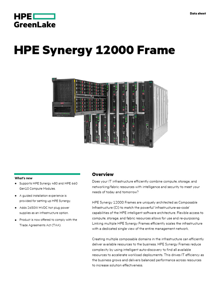 HPE Synergy 12000 Frame Data Sheet-PSN1008615198WWEN | PDF | Computer ...