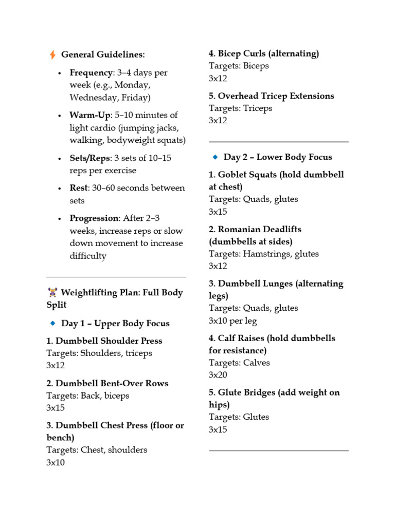 Weightlifting Plan by ChatGPT | PDF
