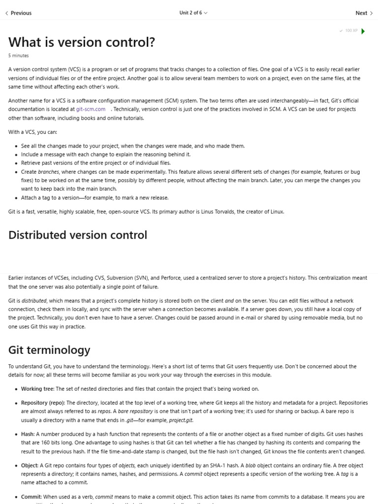 What is Version Control_ - Training _ Microsoft Learn | PDF | Version Control | Command Line ...