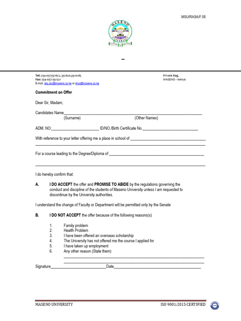 Students Acceptance Form | PDF