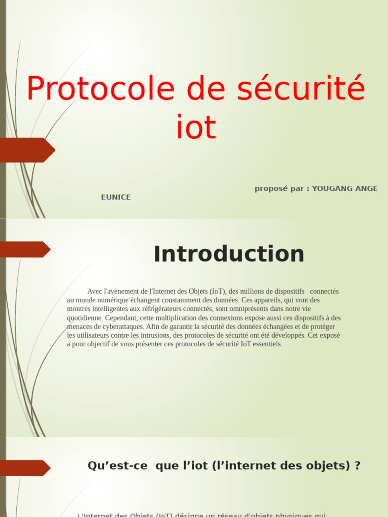Protocole de sécurité iot Par Yougan Ange | PDF | Internet des objets | Sécurité de la couche de ...