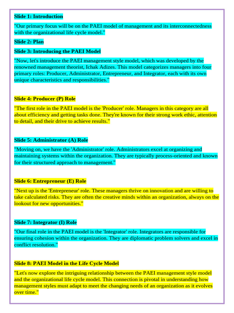 PAEI Model by Nikuradze and Dronov | PDF | Entrepreneurship | Startup Company