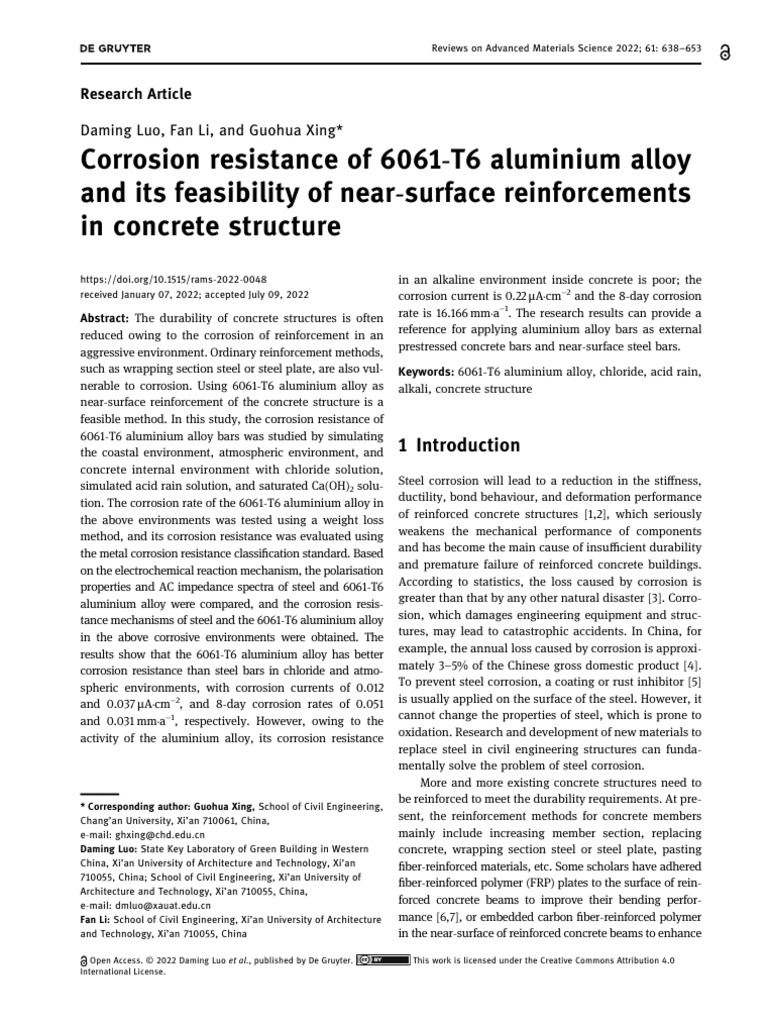 Corrosion Resistance of 6061-T6 Aluminium Alloy An | PDF | Corrosion ...