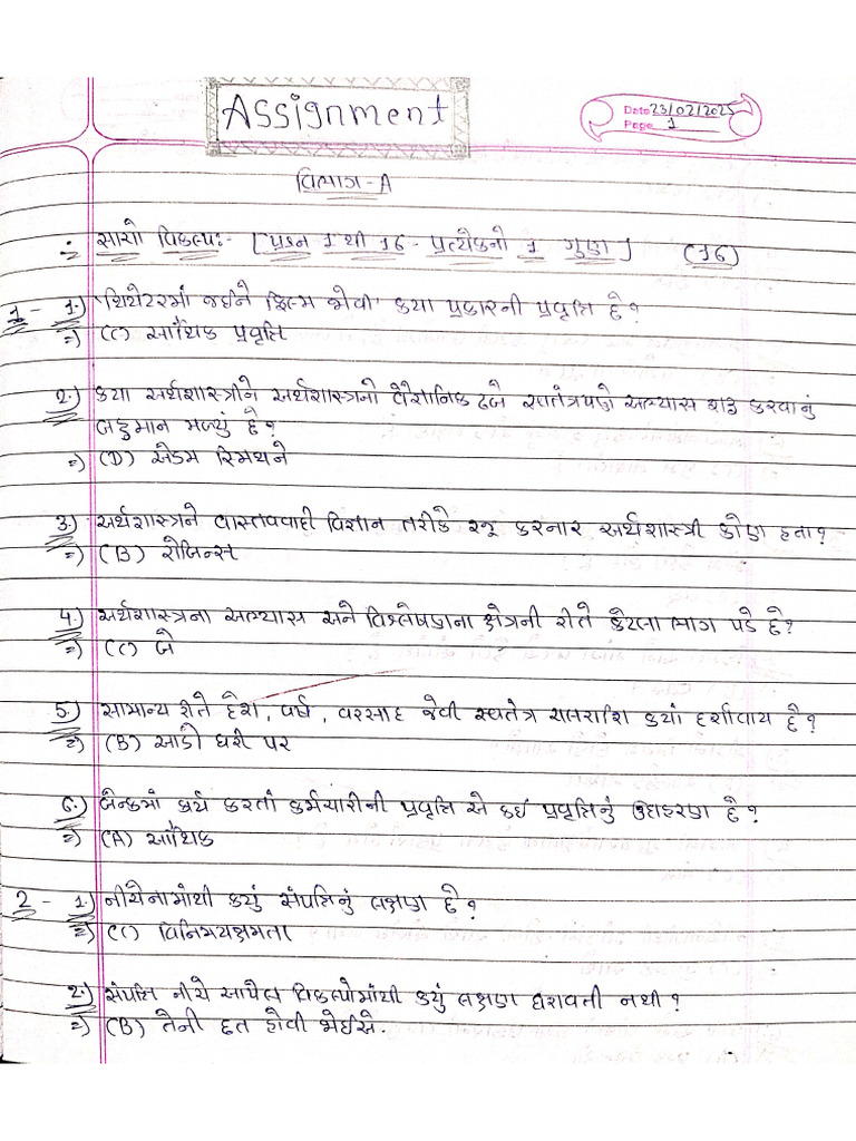 STD 11 Eco Annual Assignment Solution | PDF