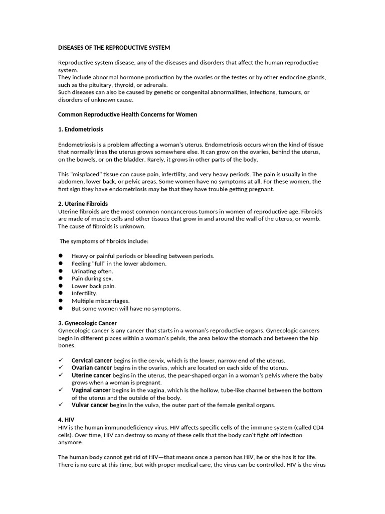 Diseases of The Reproductive System | PDF | Sexually Transmitted ...