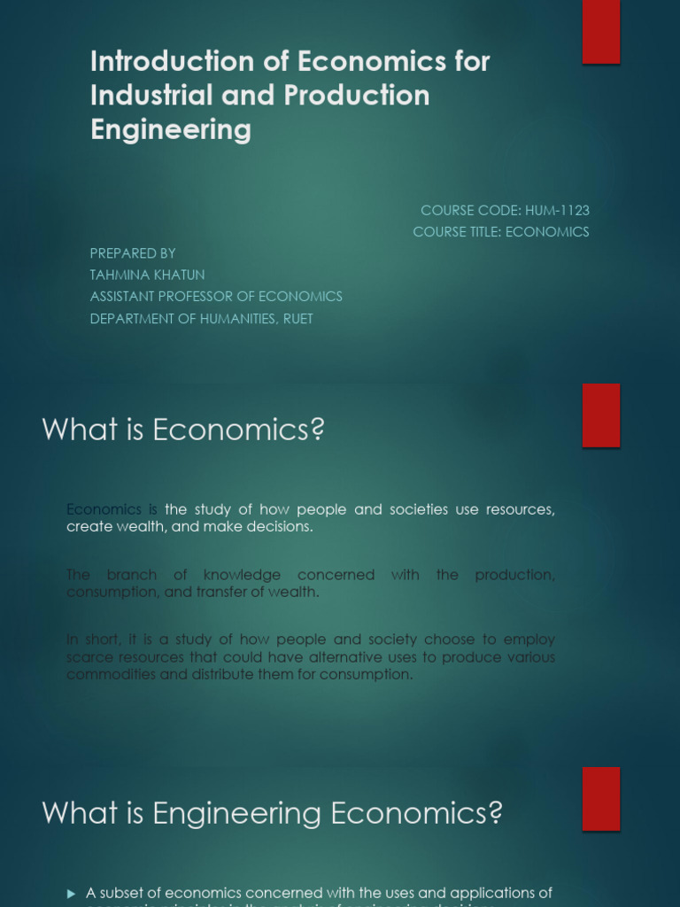 Economics for Industrial Engineering | PDF