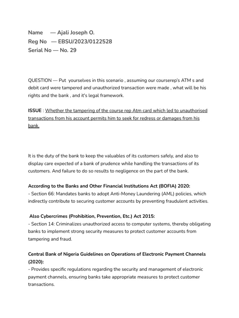 Banking Law Assignment (Electronic Banking) | PDF